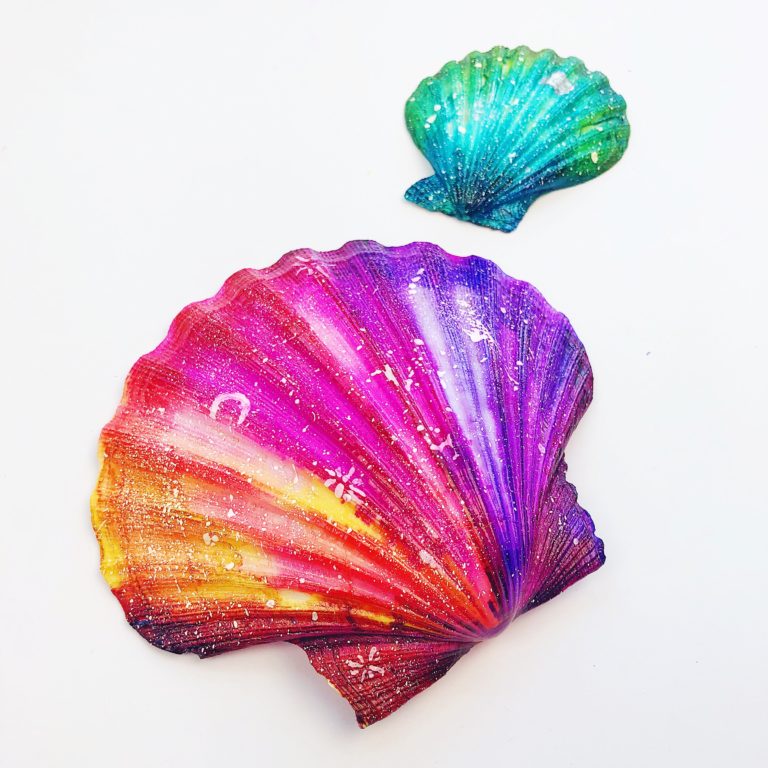 Galaxy Painted Shells Using Alcohol Inks