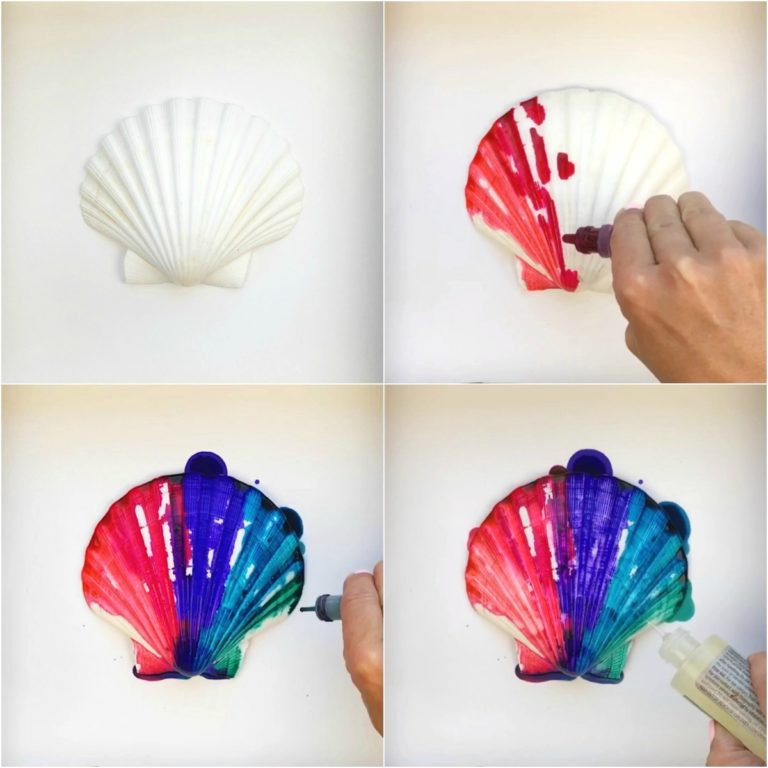 Galaxy Painted Shells Using Alcohol Inks