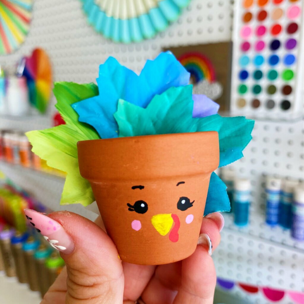 Turkey Craft for Thanksgiving Flower Pot Craft