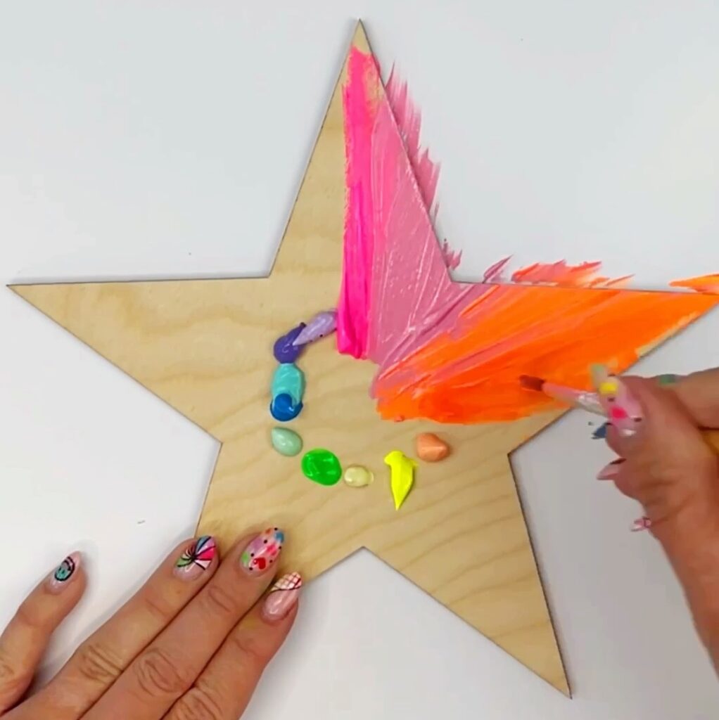 Star Abstract Painting - Acrylic Paint and Paint Pen