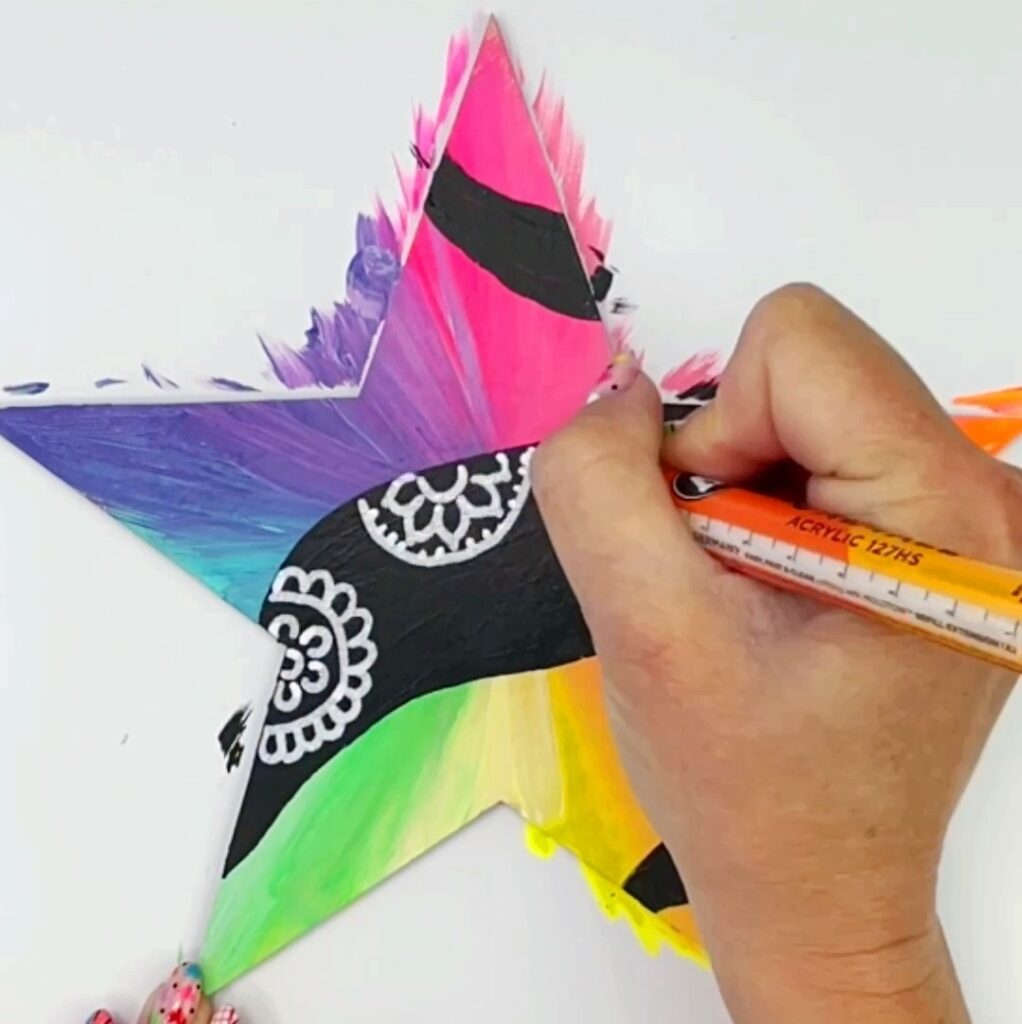 Star Abstract Painting - Acrylic Paint and Paint Pen